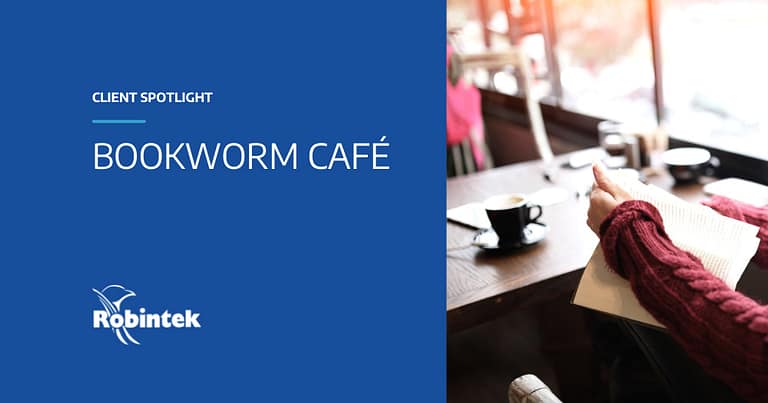 Client Spotlight-Bookworm Café - Robintek: Columbus Logo Design