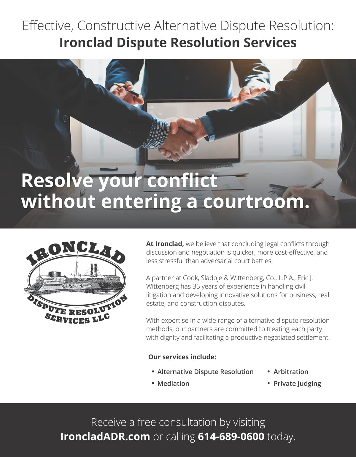 Ironclad Dispute Resolution Services Magazine Ad Design - Robintek ...